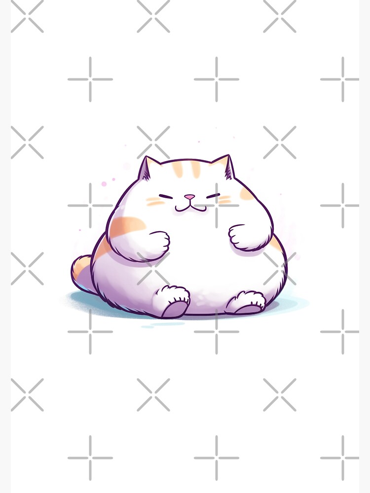 "big Cute kawaii super chonky cat" Stickerundefined by Miladiou | Redbubble