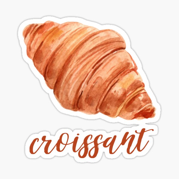 "Watercolor Calligraphy Croissant Kitchen Label" Sticker for Sale by ...