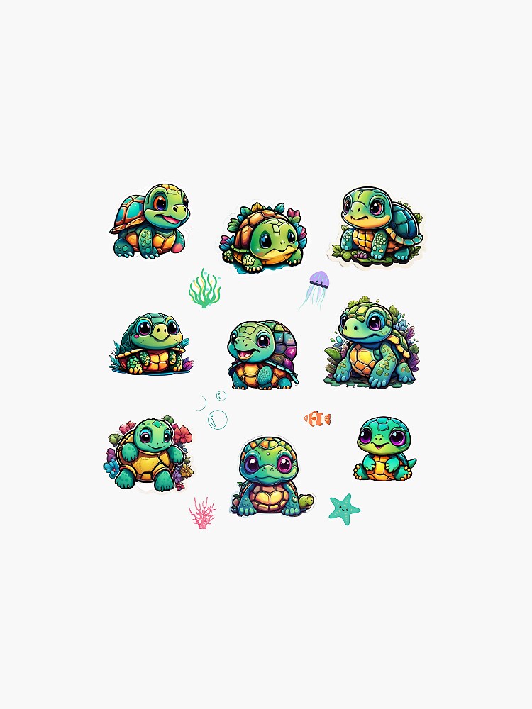 "Cute Turtle Design" Sticker for Sale by HanaiPrint | Redbubble
