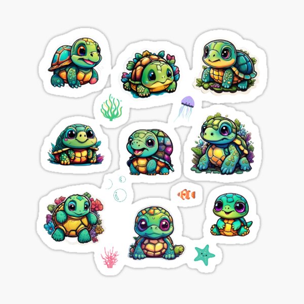 "Cute Turtle Design" Sticker for Sale by HanaiPrint | Redbubble
