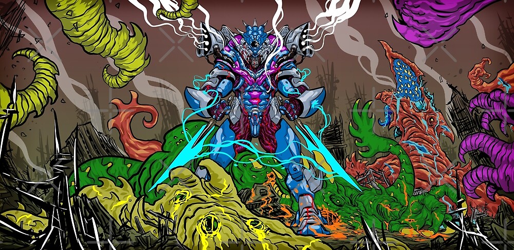 "Bleeding God Versus the Hordes of Andromeda" by Simon Sherry | Redbubble