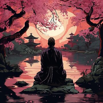 "Samurai - Sitting facing the horizon" Sticker by Theayll | Redbubble