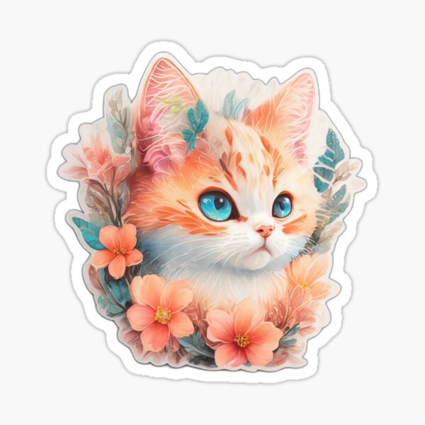 "Cute Colorful Kawaii Anime Cat" Sticker for Sale by atatenterprise ...