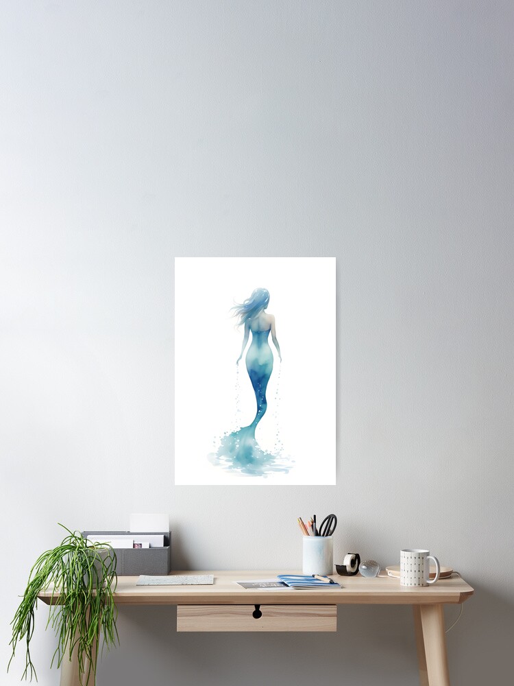 "Minimalist Mermaid Watercolor Painting" Poster for Sale by ...