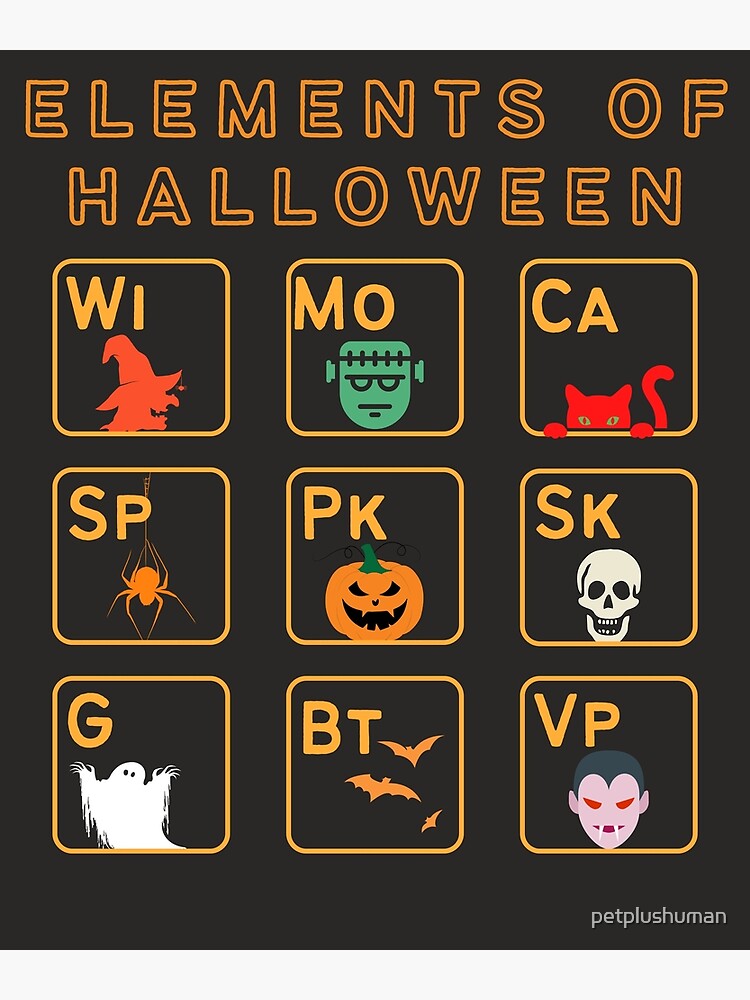 "Elements of Halloween Periodic Table" Poster for Sale by petplushuman ...
