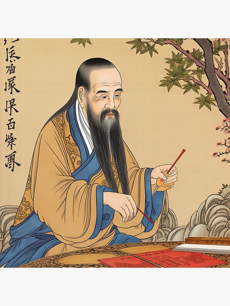 "Confucius drawing" Sticker for Sale by ComicsFactory | Redbubble