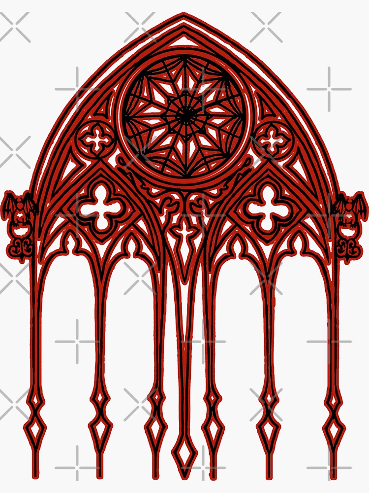 "Red Gothic Cathedral Window" Sticker for Sale by NightmareCrafts ...