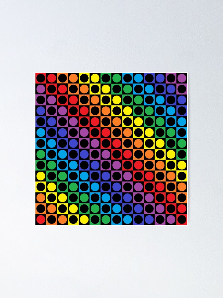 "Rainbow and Black Squares and Polka Dots" Poster for Sale by lornakay ...