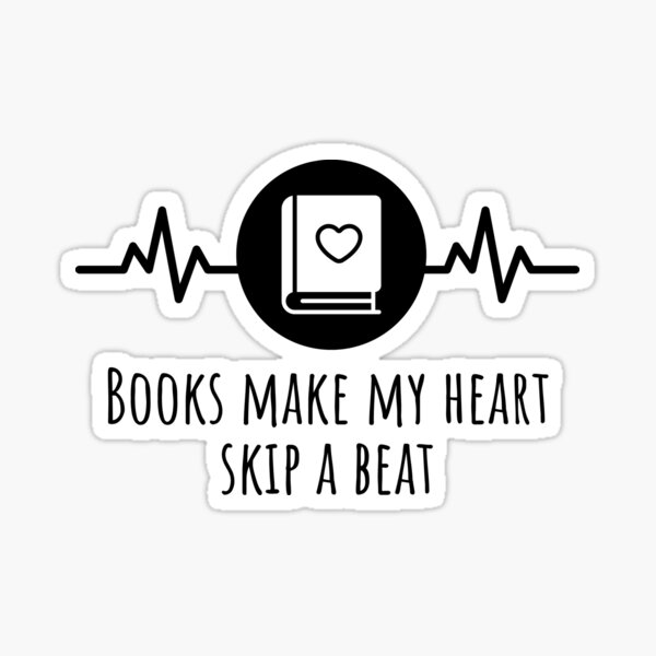 "Book Aesthetic Books Make My Heart Skip A Beat Heart Pulse" Sticker ...