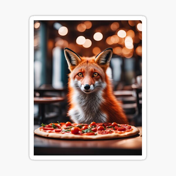 "A fox in the pizzeria eating pizza." Stickerundefined by solixsparkle ...