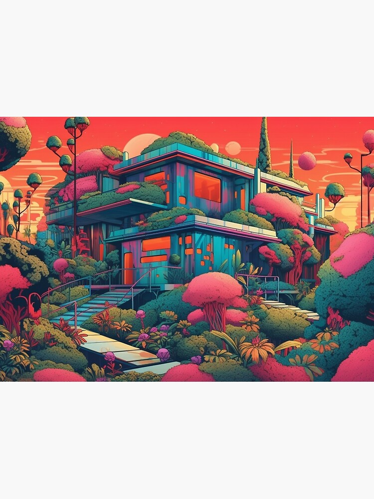 "Hypercolour Retrofuturist Dreamhouse XIX" Art Print for Sale by Bondi ...
