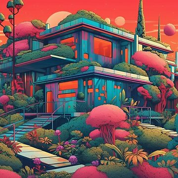 "Hypercolour Retrofuturist Dreamhouse XIX" Art Print for Sale by Bondi ...