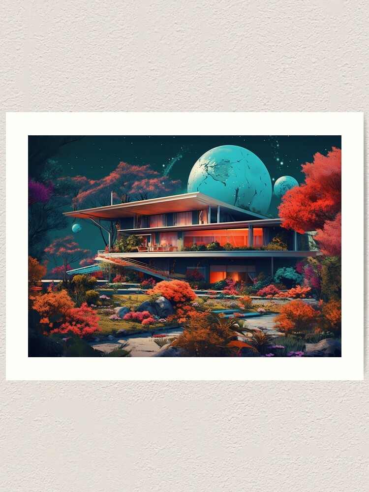 "Hypercolour Retrofuturist Dreamhouse XXII" Art Print for Sale by Bondi ...