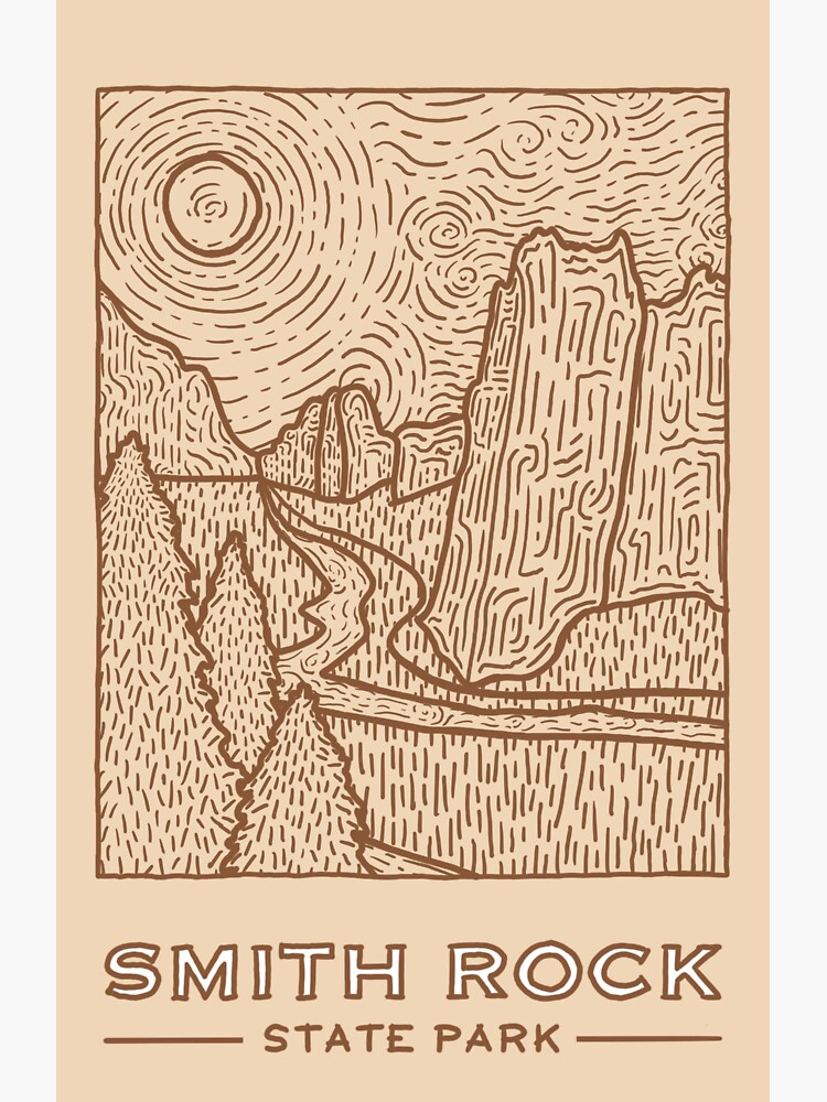 "Smith Rock Poster (Two Tone)" Sticker for Sale by Auxcord25 | Redbubble