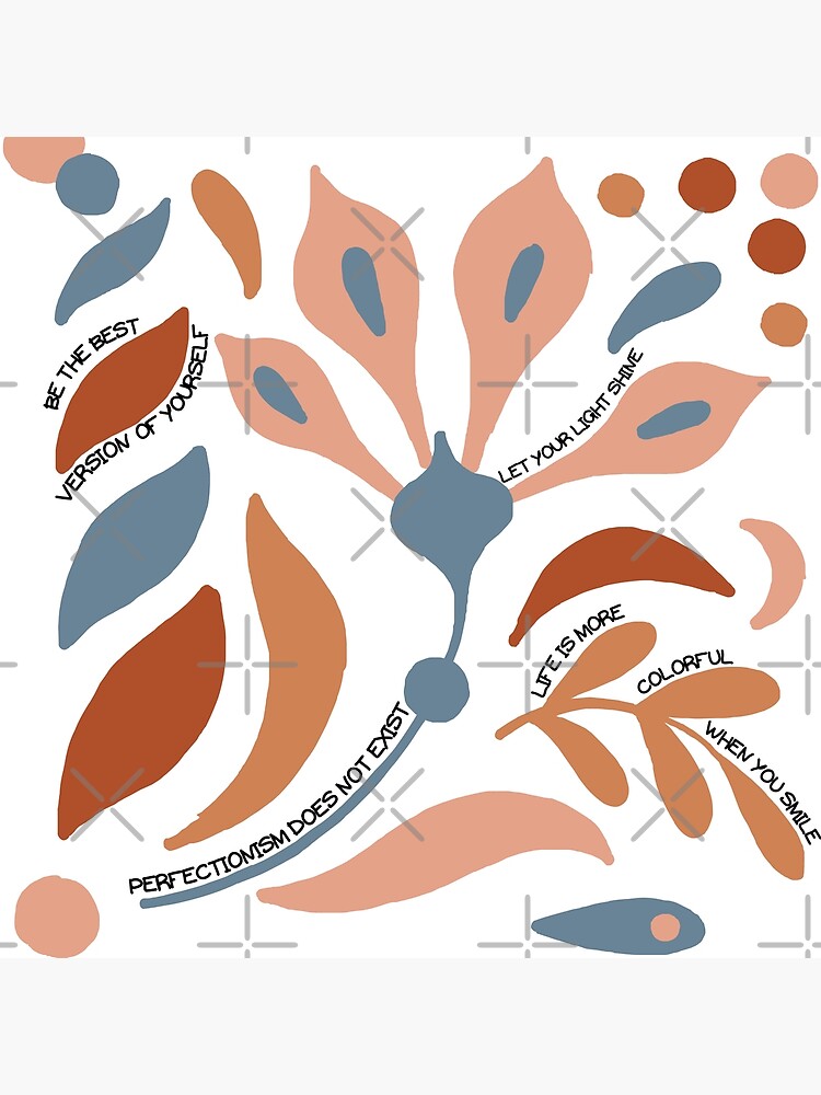 "WORDS OF POSITIVITY ABSTRACT DESIGN FLOWER LEAVES BOHO MINIMAL" Poster ...