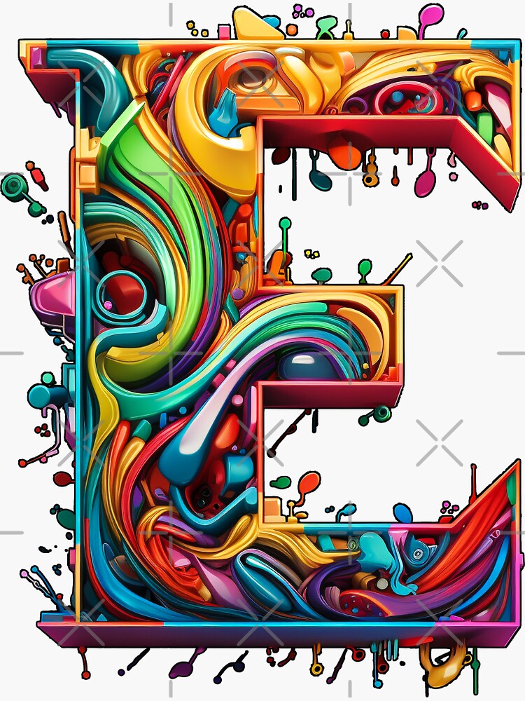 "Letter E - Cool, Detailed, typography" Sticker for Sale by ...