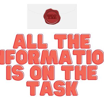 "All the information is on the task | Taskmaster UK" Sticker for Sale ...