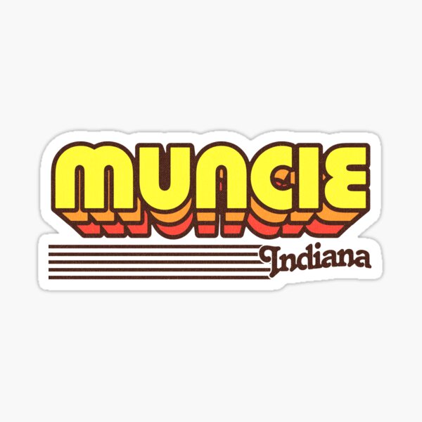 "Muncie, Indiana | Retro Stripes" Sticker by retroready | Redbubble