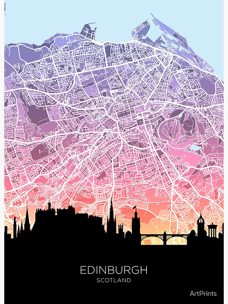 "Edinburgh Skyline Map" Art Board Print for Sale by Michael Tompsett ...