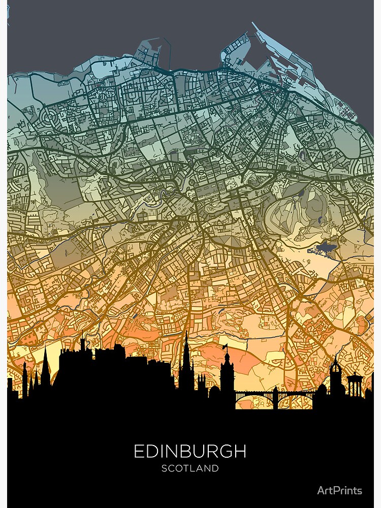 "Edinburgh Skyline Map" Art Board Print for Sale by Michael Tompsett ...