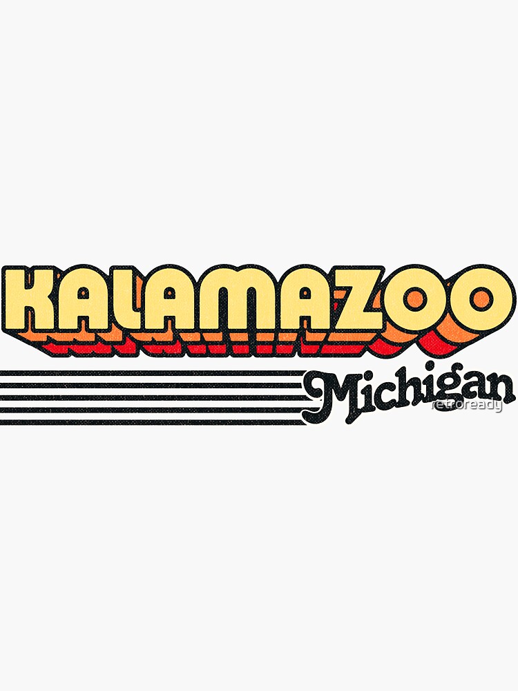 "Kalamazoo, Michigan | Retro Stripes" Sticker for Sale by retroready ...