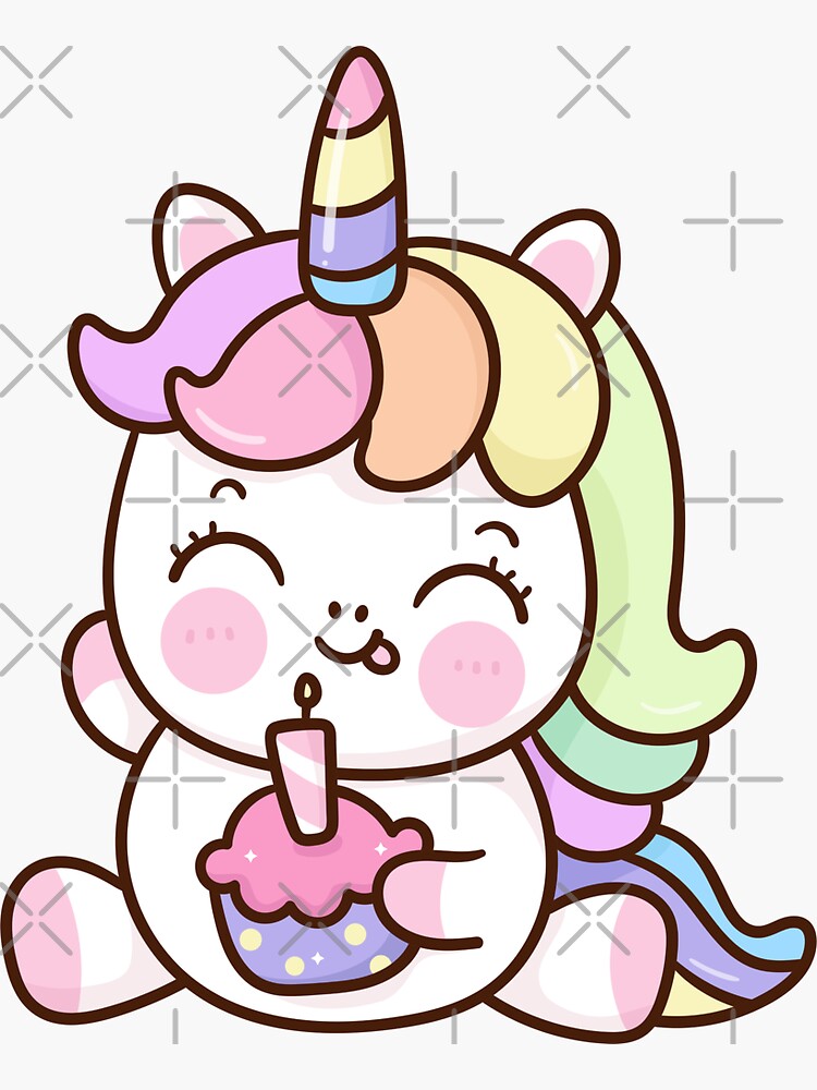 "Cute Kawaii Unicorn" Sticker for Sale by artfulbitsbyk | Redbubble