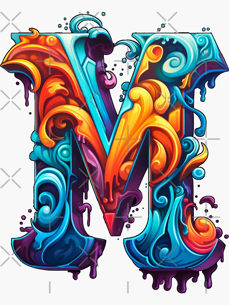 "Letter M - Cool, Detailed, typography" Sticker for Sale by ...