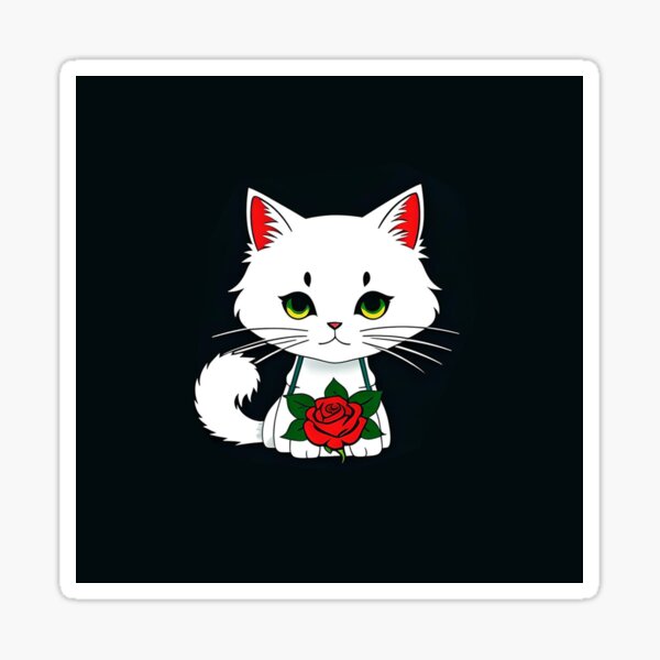 "White Cute Cat" Sticker for Sale by Macho-Shop | Redbubble