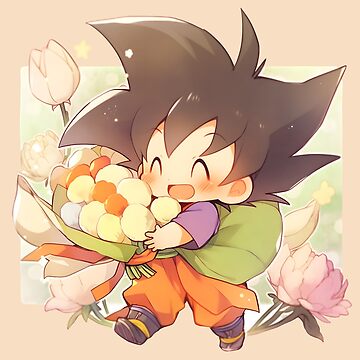 "Goku Gifting Flowers "Chibi"" Sticker for Sale by ARTficiallyAnon ...
