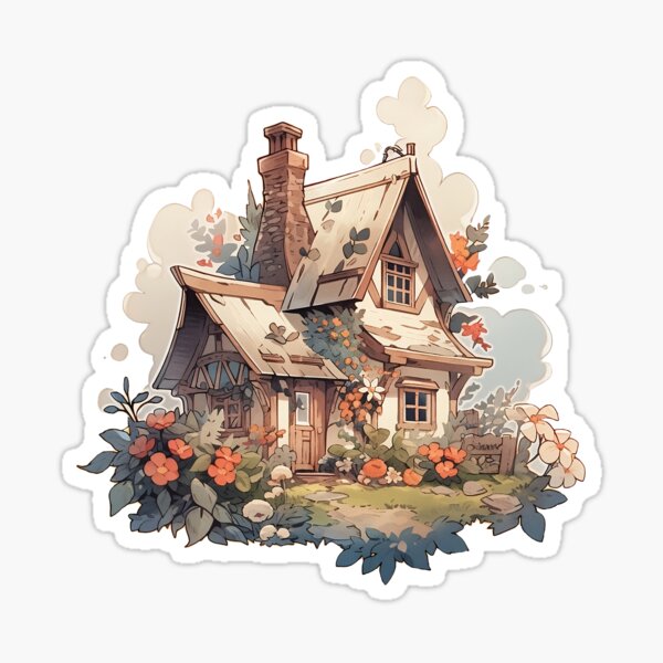 "Cute Cozy Cottage with Flowers in Cottagecore and Rustic Style ...