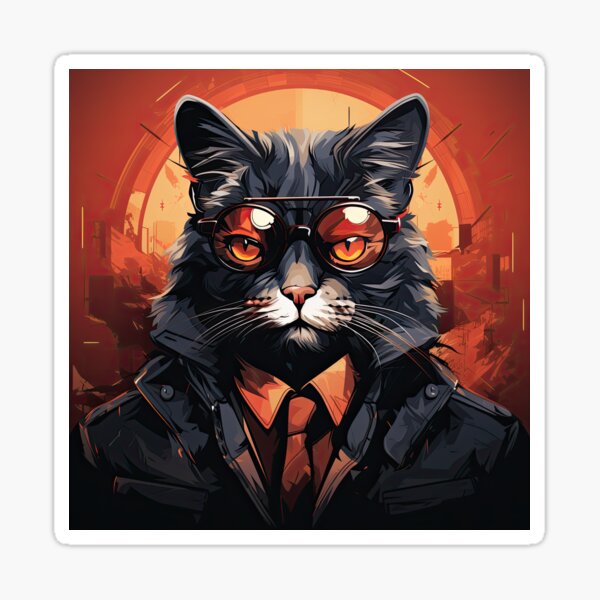 "Black Boss Cat" Sticker for Sale by CraftyPets | Redbubble