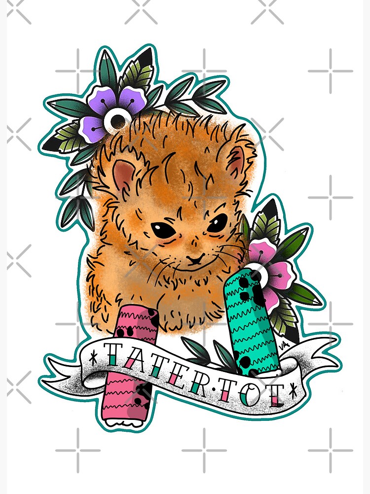 "Tater Tot Tattoo" Art Board Print for Sale by KittyCrusAIDe | Redbubble