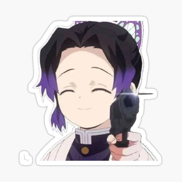 "Demon Slayer Kocho Gun Meme" Sticker for Sale by Fashion Oasis | Redbubble