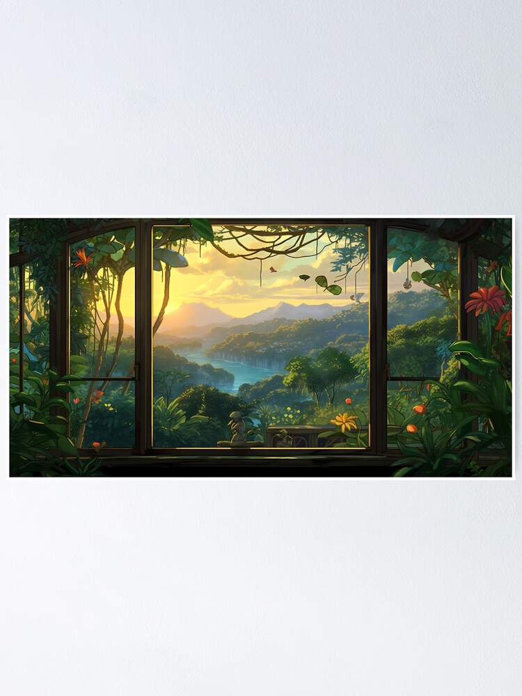 "Anime Style Big Window with Plants | A Relaxing and Serene ...