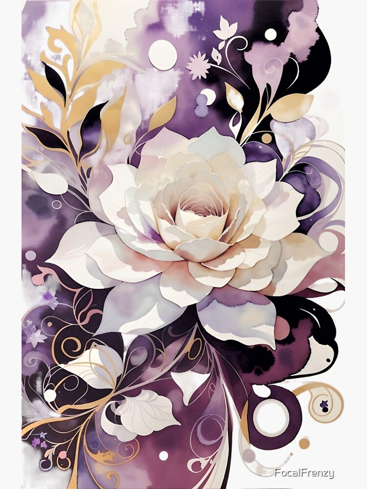 "White Flower in Gold & Purple" Sticker for Sale by Kyle Aungst | Redbubble