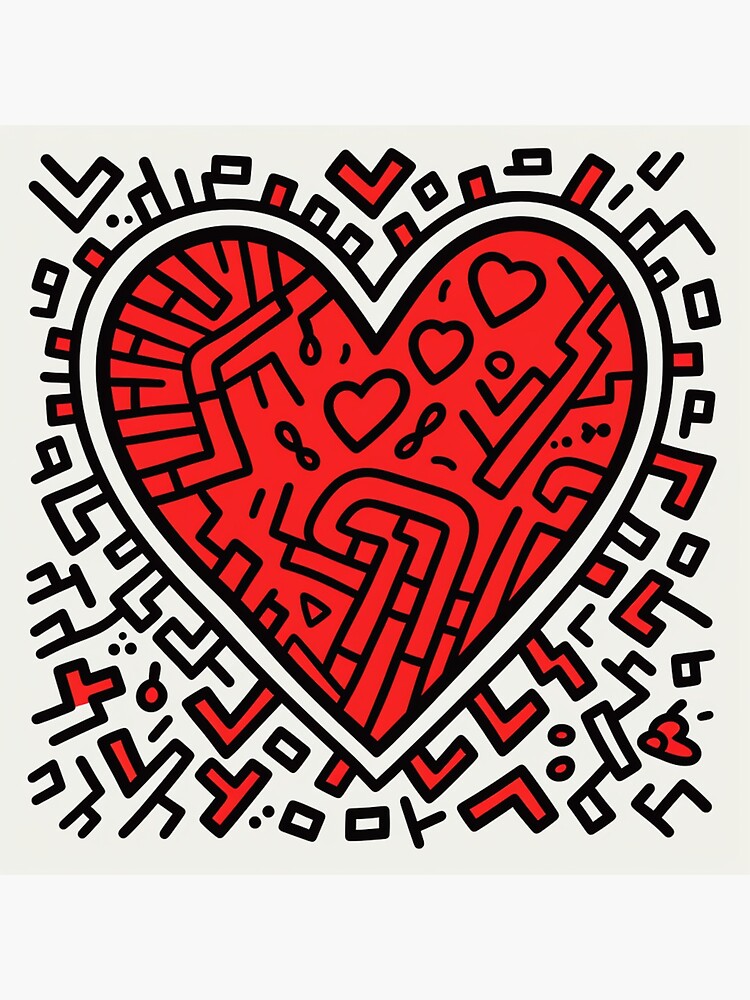"Minimalist Keith Haring Poster, Keith Haring Heart Poster, Keith ...