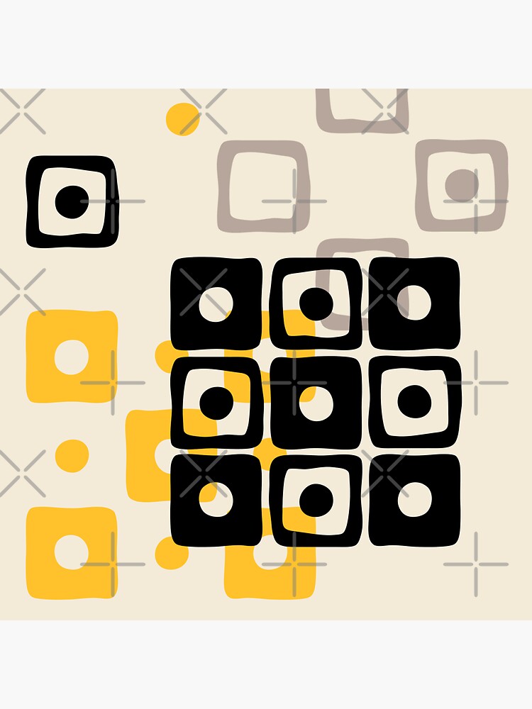 "MCM Abstract Art Design 121 Black Yellow and Gray" Sticker for Sale by ...