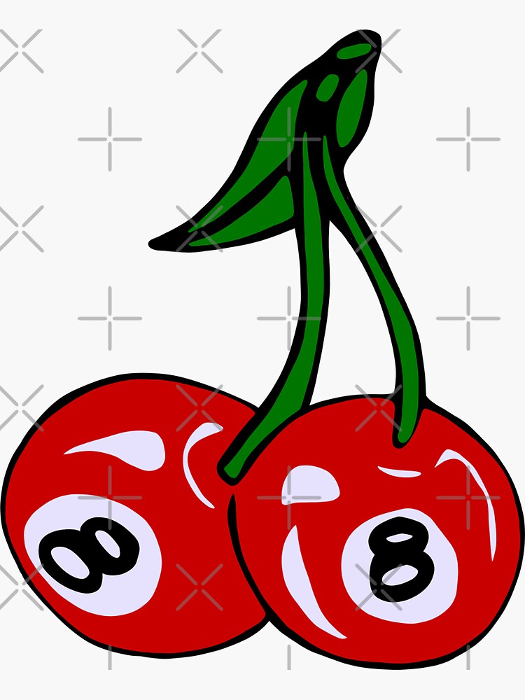 "Red 8-Ball Cherries " Sticker for Sale by cloudvity | Redbubble