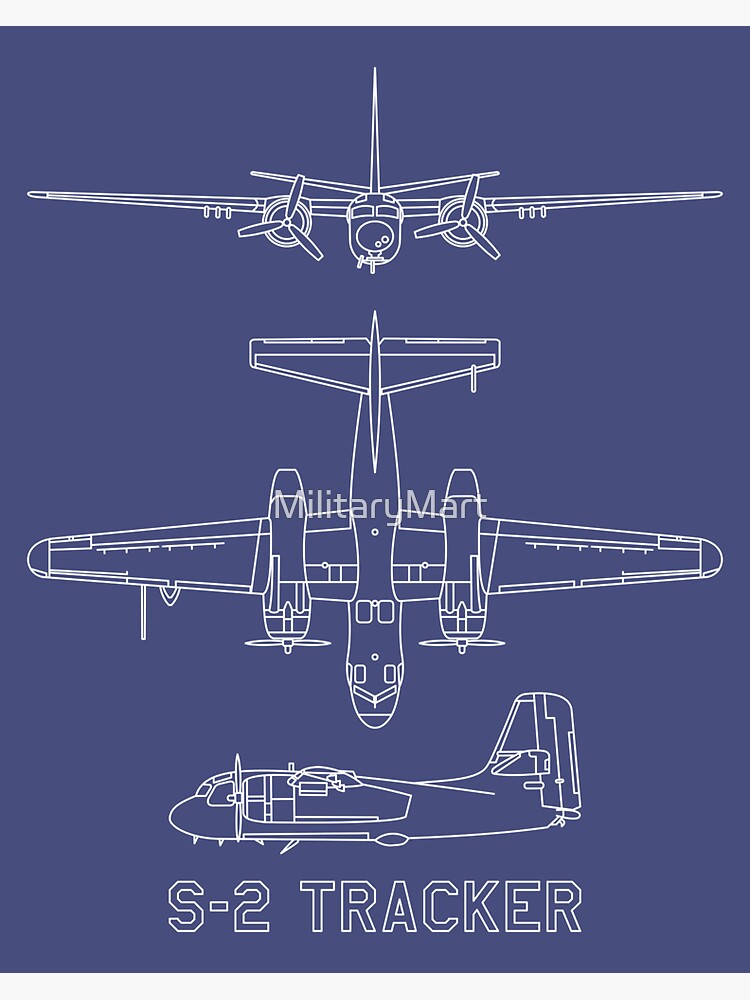 "S-2 Tracker American ASW Plane Blueprints Diagrams" Sticker for Sale ...