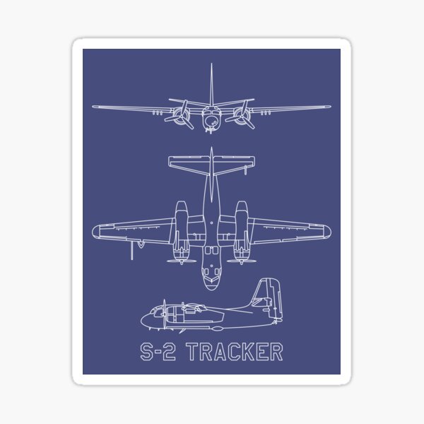 "S-2 Tracker American ASW Plane Blueprints Diagrams" Sticker for Sale ...