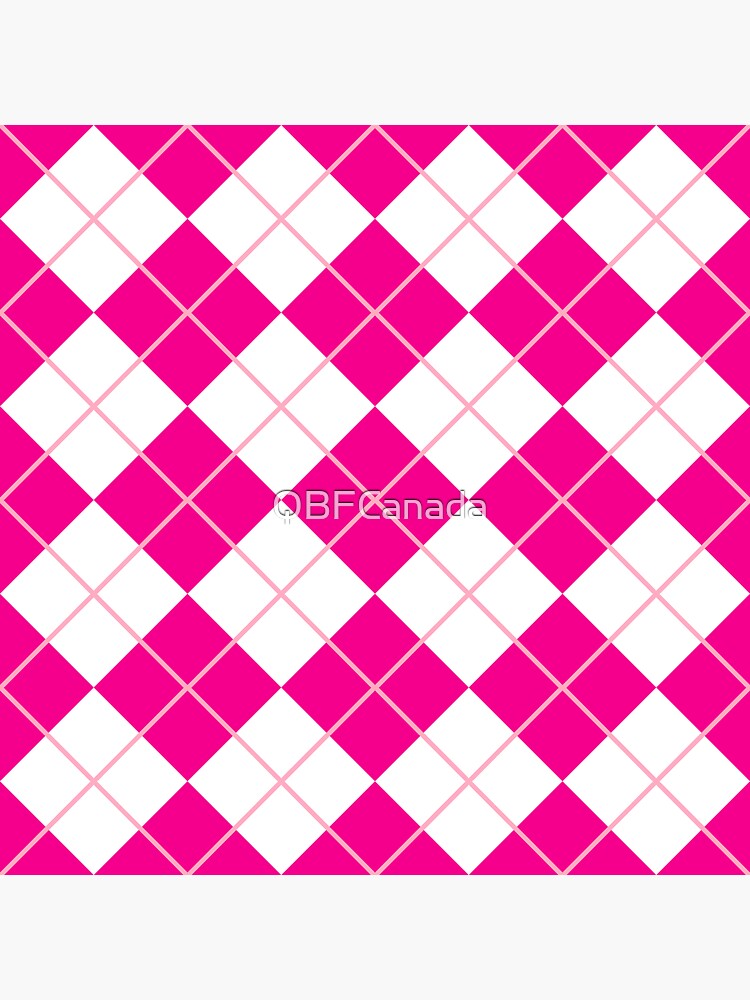 "Preppy pink on hot pink argyle plaid" Sticker for Sale by QBFCanada ...