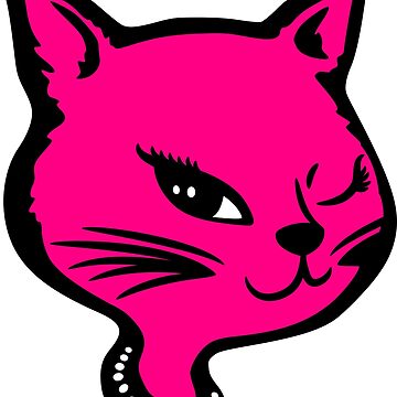 "90's Retro Winking Kitty " Sticker for Sale by kaytewylde | Redbubble