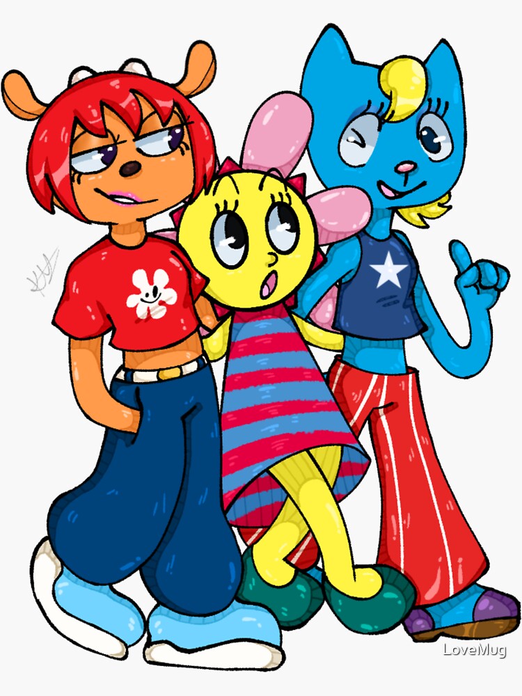 "PaRappa The Rapper Girls Together" Sticker for Sale by LoveMug | Redbubble