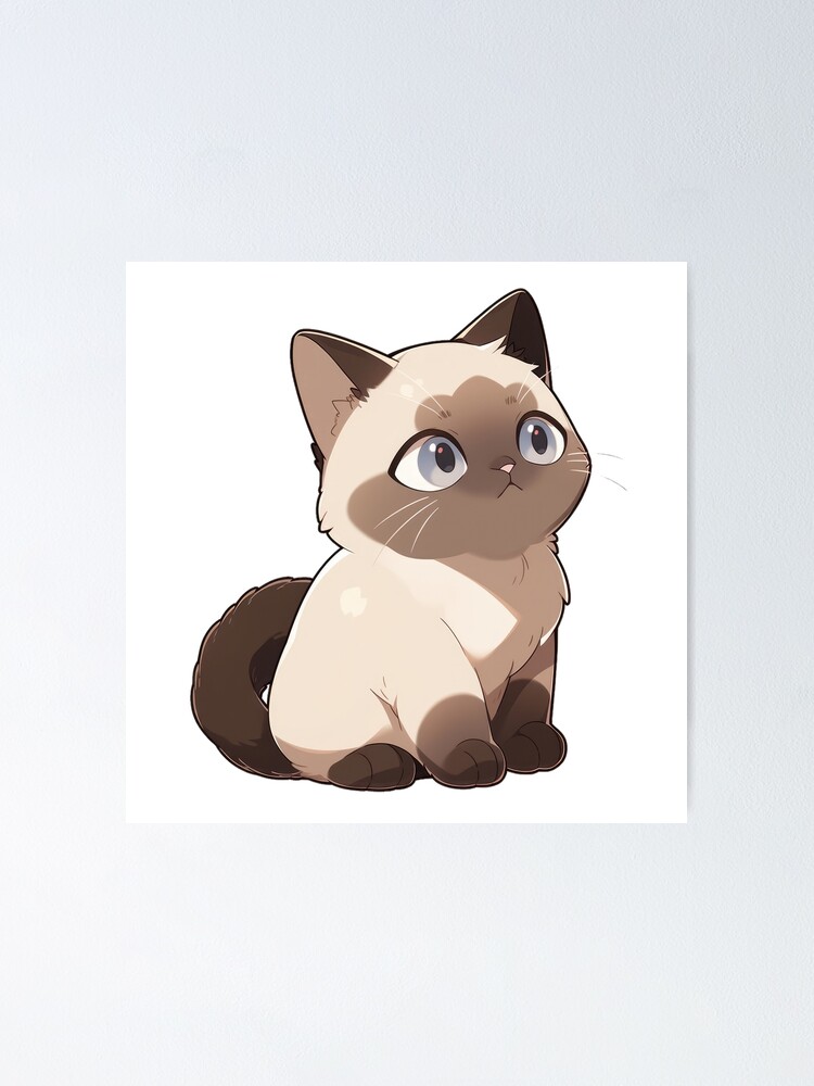 "Cute Anime Sepia Ragdoll Cat" Poster for Sale by SundayDonuts | Redbubble
