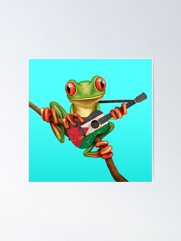 "Tree Frog Playing Palestinian Flag Guitar" Poster for Sale by jeff ...