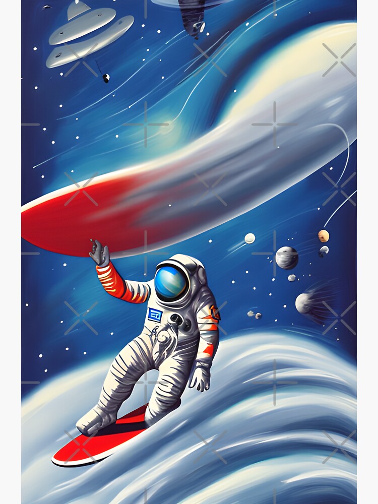 "Astronaut Surfing in Space Artwork | Aliens Exist | sci fi" Sticker ...