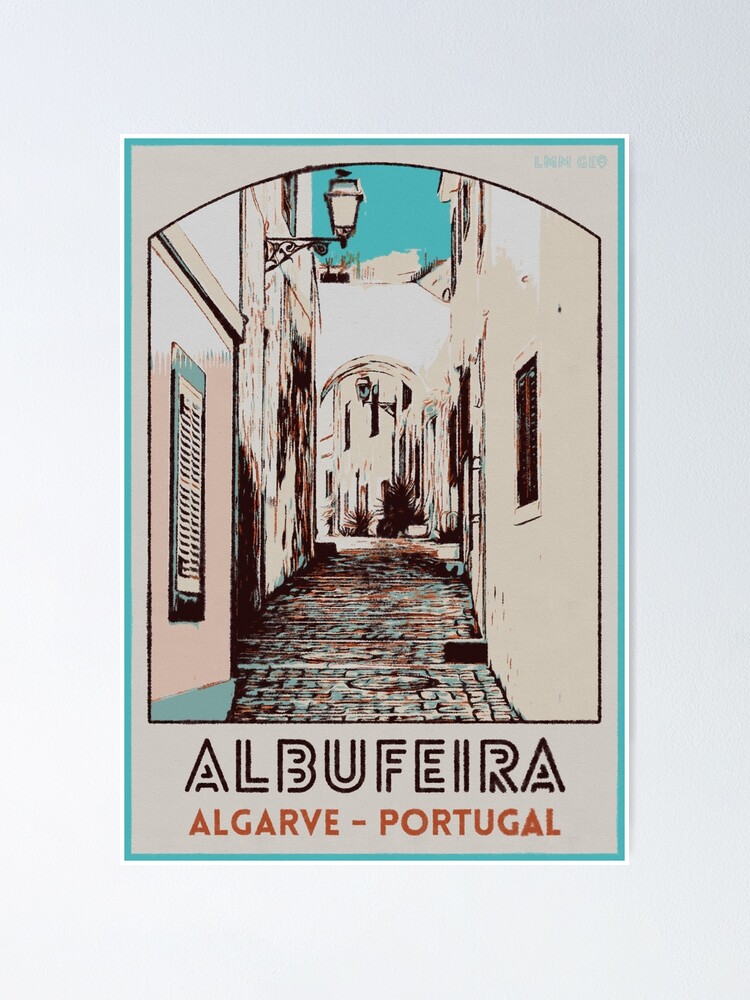 "Albufeira old town in Algarve, Portugal | Poster type city View" Poster for Sale by Lemomo ...