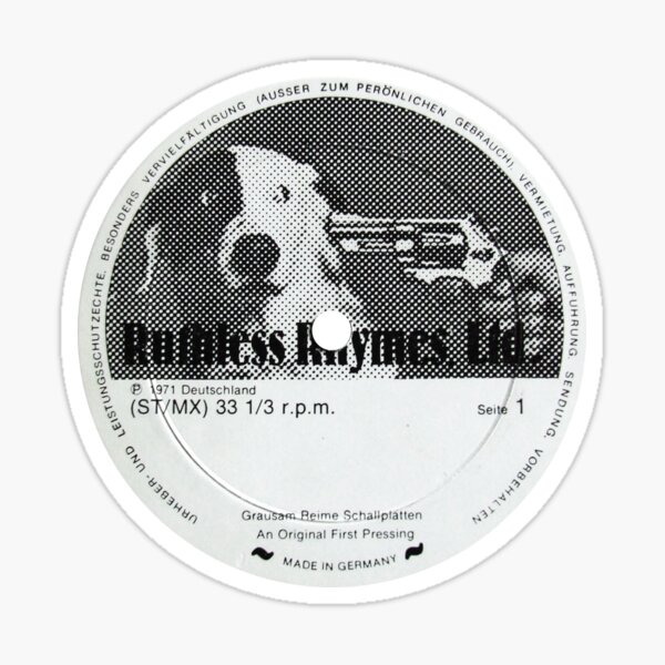 "Ruthless Rhymes classic record label" Sticker for Sale by platterpus ...