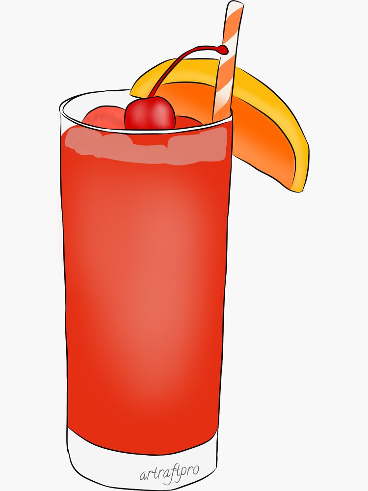 "Alabama Slammer Cocktail Summer Drink" Sticker for Sale by ArtRaftPro ...