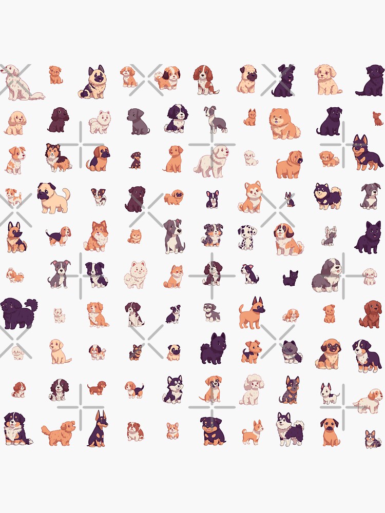 "100 dogs super pack *choose extra large*" Sticker for Sale by Yaragold ...
